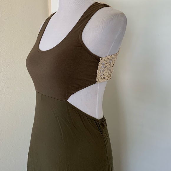 l*space | Dresses | Lspace Olive Green Maxi Dress With Cutout And Cream ...